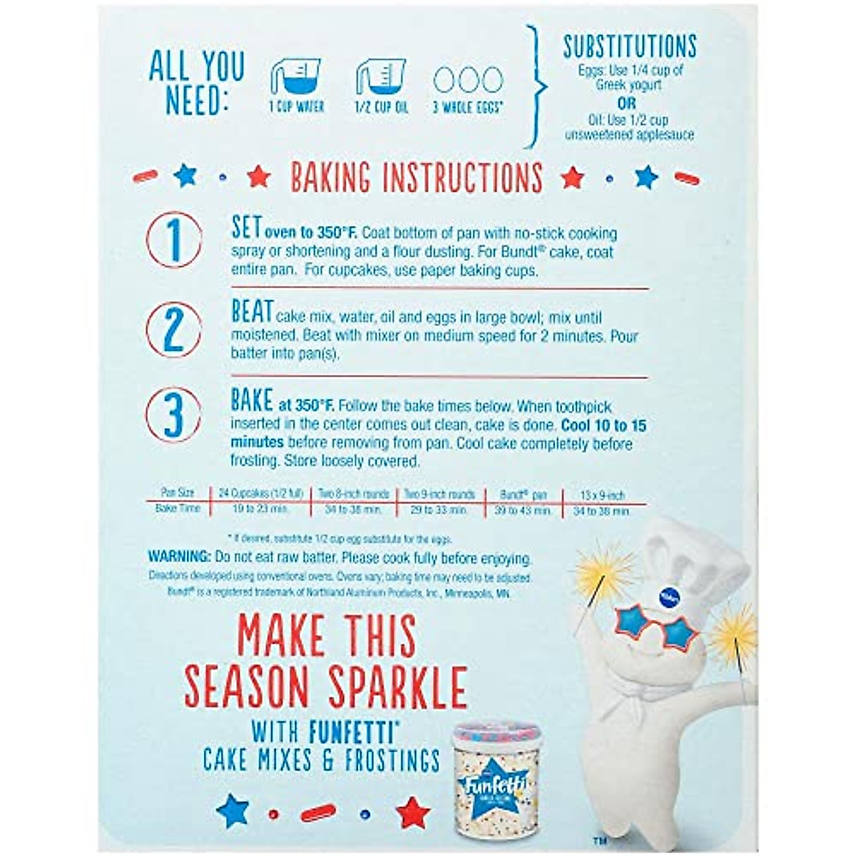 Pillsbury Stars & Stripes Cake Mix, Vanilla, 15.25 oz