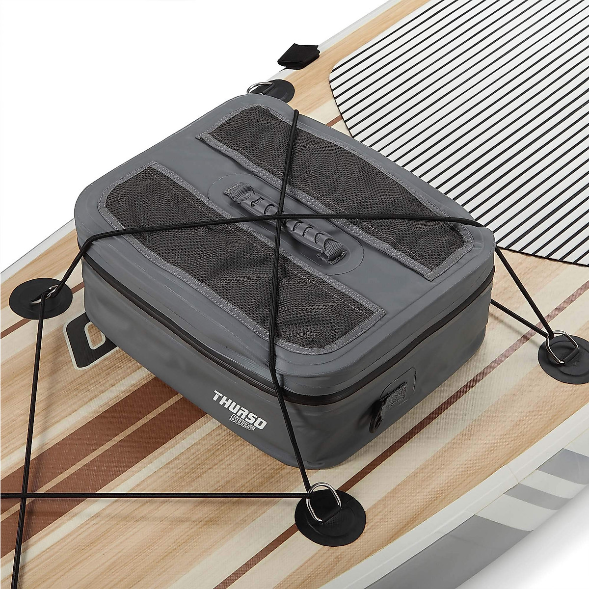 THURSO SURF Waterproof Paddle Board Cooler Bag Paddle Board Accessories SUP Deck Bag Multi-Functional Durable PVC Material Mesh Top Pocket Portable Premium Insulated Spacious 20 Can