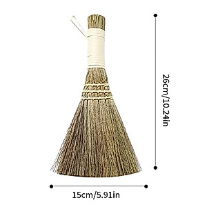 Forart Angle Brooms Hand Made Straw Soft Broom with Short Handle, Household Angle Brooms Sweeping Cleaning Tools Household Supplies