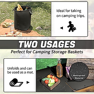 Lacut Dual-use Waterproof Storage Basket, 11.8"x11.8"x17.8" Large Open Storage Organizer Basket with Handles for Home Clothes Car Trunk Camping Picnic Storage (Black)