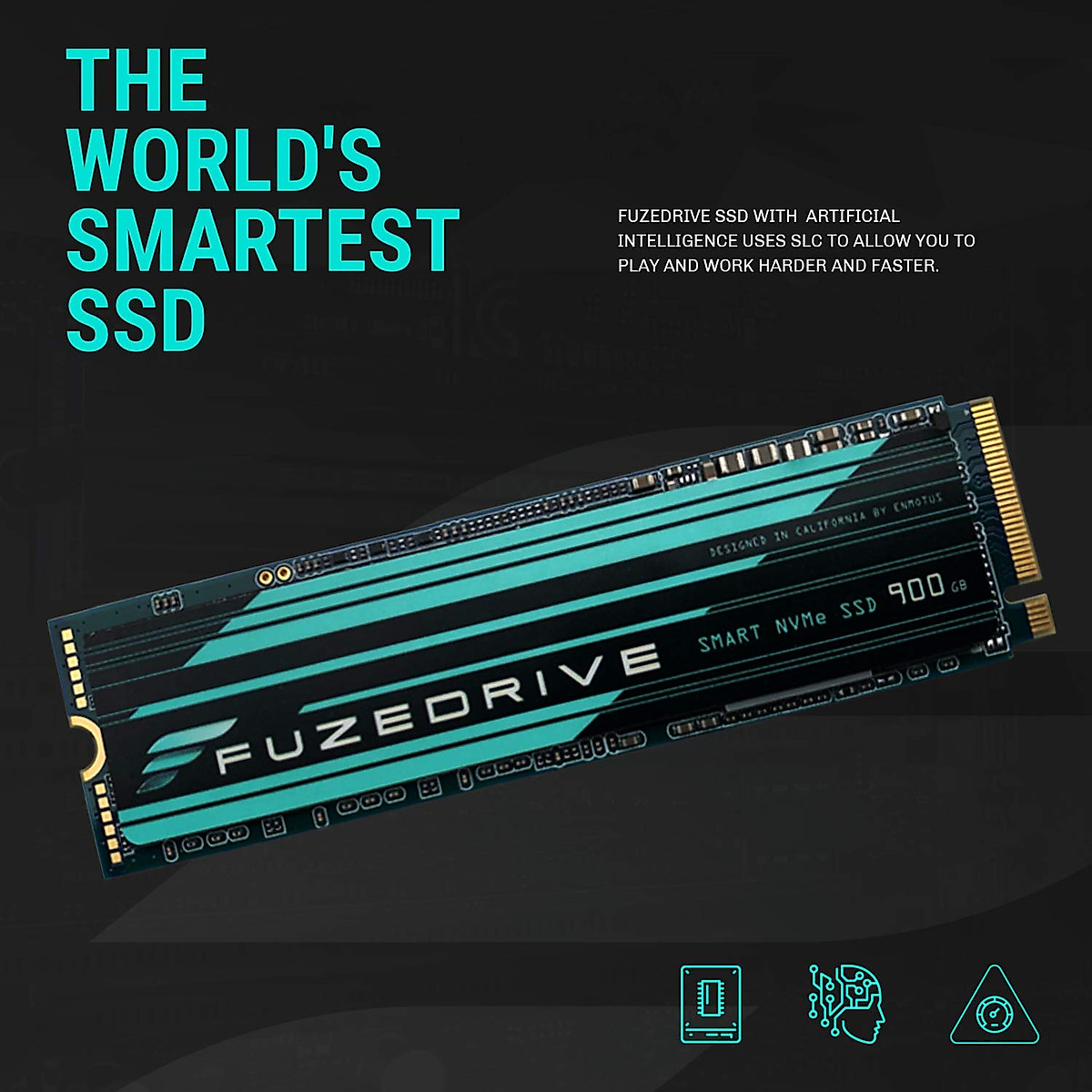 Enmotus FuzeDrive SLC Hybrid SSD 900GB PRO Gaming M.2 Gen 3 PCIe NVMe Built-in Artificial Intelligence w/ x4 TBW Endurance, Up to 3470 MB/s Read – 2000MB/s Write (P200-900/24)