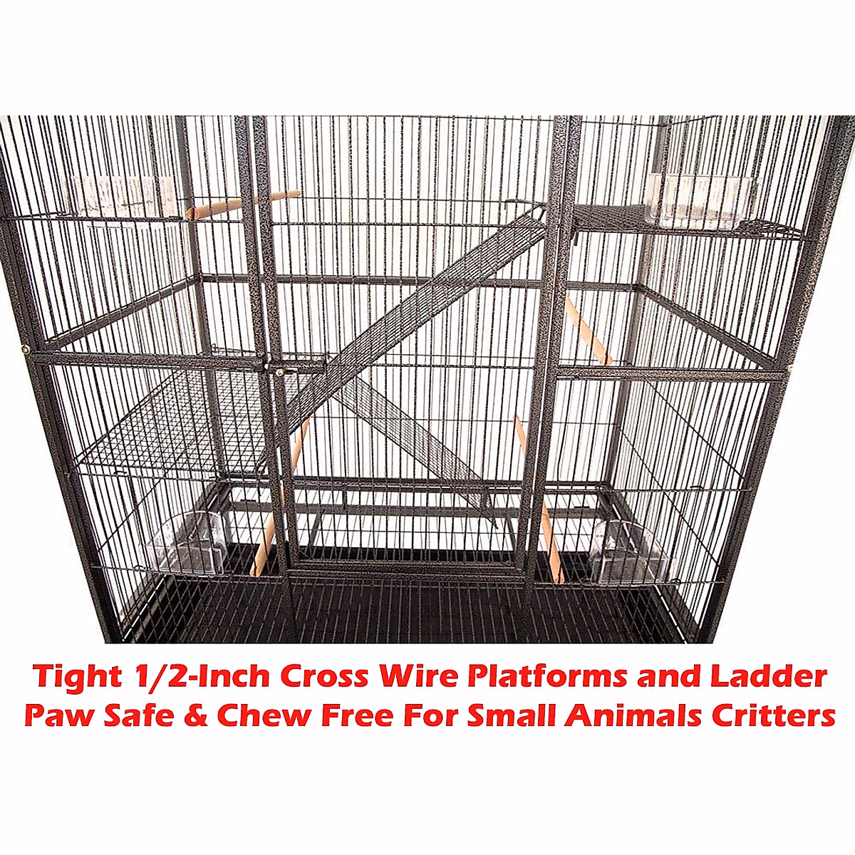 54" Large Wrought Iron 4-Level Chew-Proof Tight 1/2-inch Wire Spacing Ferret Squirrel Chinchilla Sugar Glider Rats Mices Rabbit Squirrel Hamster Cage Easy Clean Pull Out Tray Removable Rolling Stand