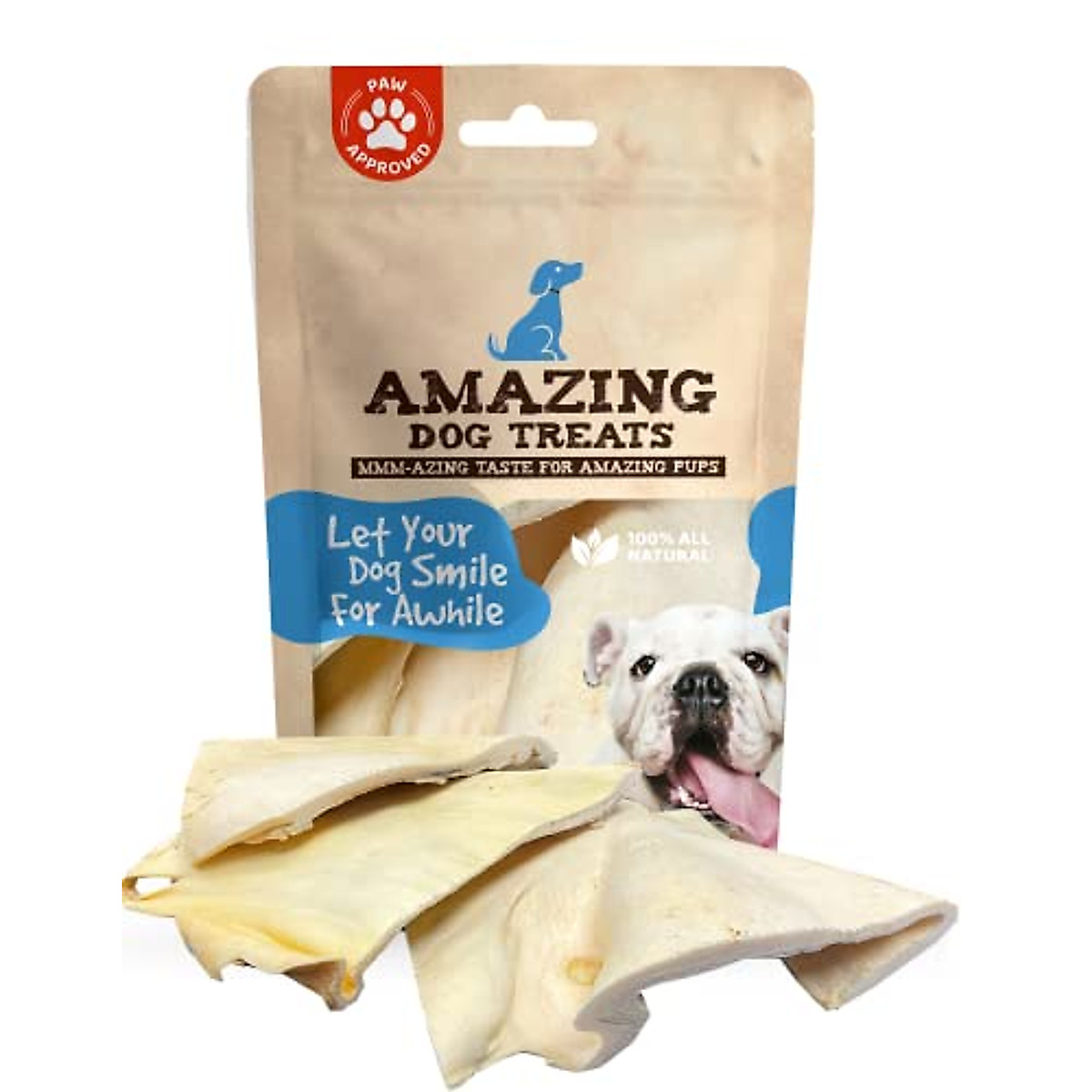 Amazing Dog Treats - Beef Cheek Monster Strips (2 Pcs) - NO Odor - Thick Cut - Rawhide Alternative - Beef Cheek Slice Chip Sticks - No Dyes, Chemicals, or Preservatives