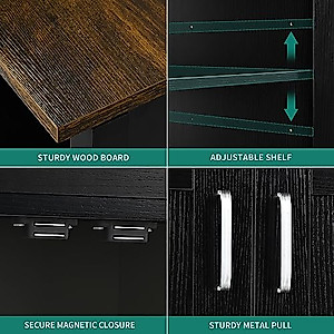 YITAHOME Rolling Kitchen Island Cart on Wheels with Storage, Drawer, Open Shelves, Spice/Towel Rack, Multi-Functional 2 Doors Kitchen Table Island for Dining Room, 42.5” Wide Black