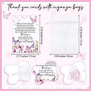 Humyoun 50 Sets Baby Shower Favors for Guests Bulk 50 Metal Book Marks Butterfly Bookmarks 50 Mini Thank You Cards 50 Organza Bags for Baby Shower Guests Souvenirs Reading Lover Gifts