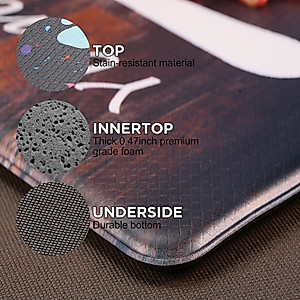 PCSWEET HOME Farmhouse Kitchen Rugs Sets 2 Piece Cushioned Anti Fatigue Kitchen Mat,Memory Foam Kitchen Rug Waterproof Non Slip Standing Mat for Kitchen, Home, Office, Sink, Stove (Coffee)