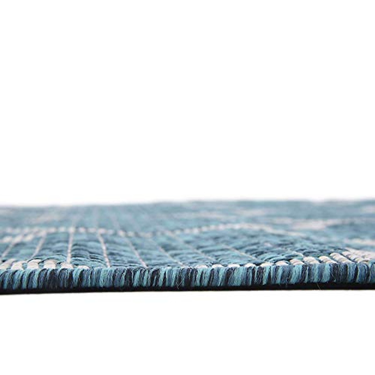 Unique Loom Outdoor Trellis Collection Area Rug (4' 1" x 6' 1" Rectangle, Teal/ Gray)