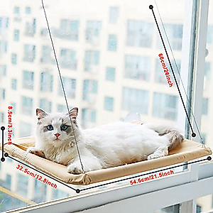 CLKHOWL Cat Window Perch Hammock Seat - Large Cat Hammocks Bed for Indoor Cats Resting Seat Safety, Heavy Duty Suction Cups Breathable Washable Mesh Durable Frame