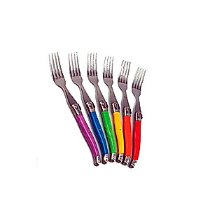 Laguiole Ambiance 6 forks, trendy multicolors