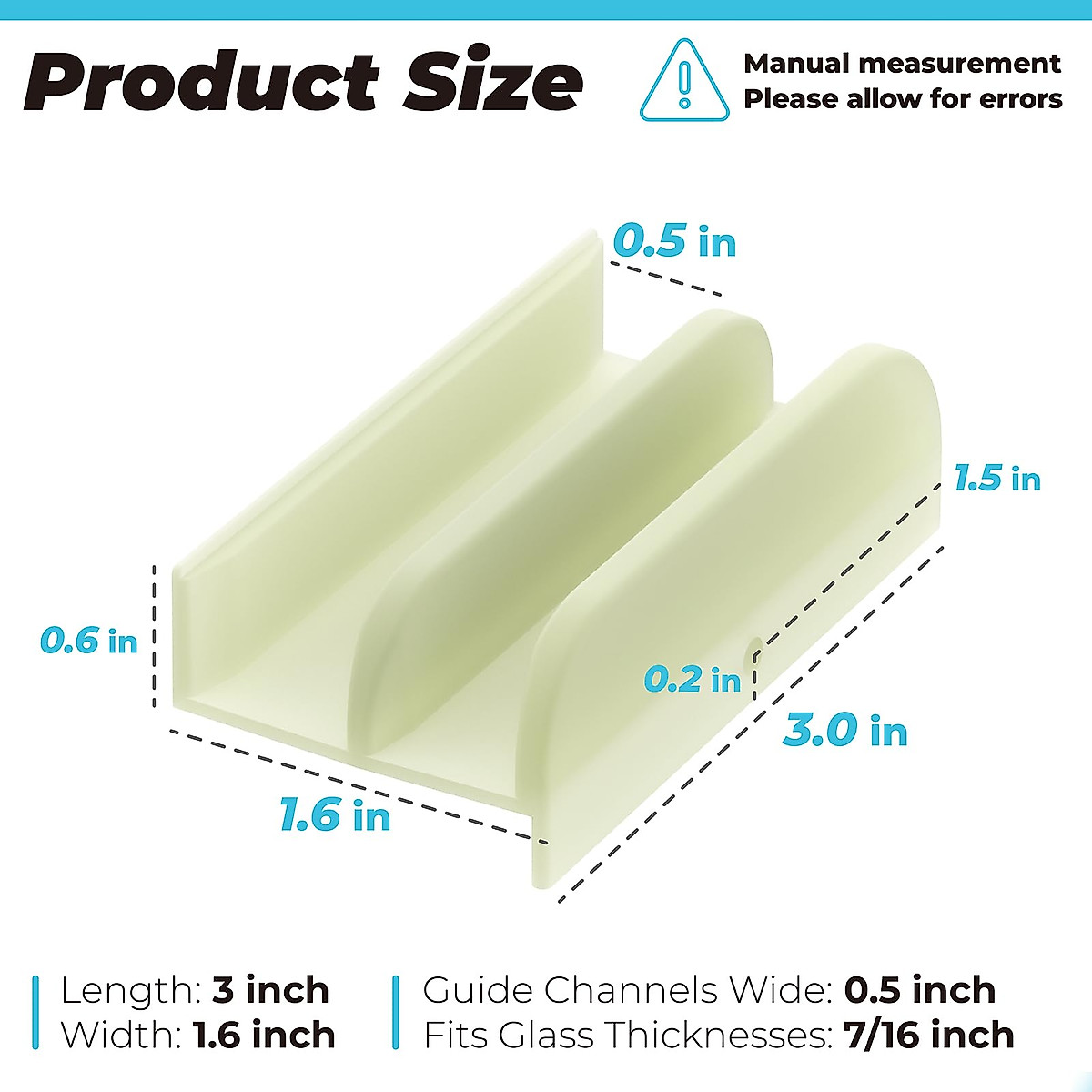 M6219 Sliding Shower Door Bottom Guide fits for Sliding Shower Door (Top Hung) Tub Enclosure Systems, 1/2 in Channels for Glass Shower Door Plastic Guide