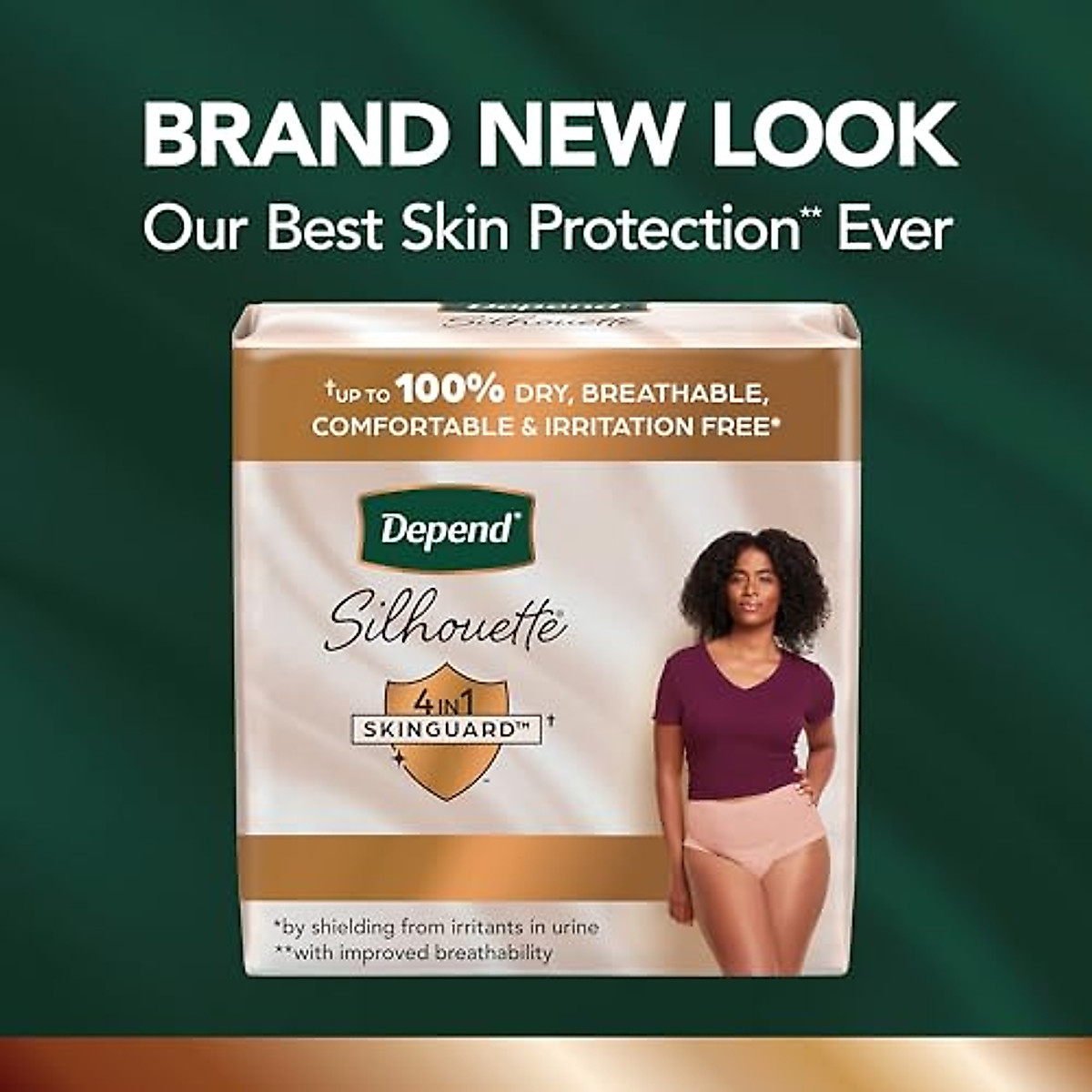 Depend Silhouette Adult Incontinence & Postpartum Bladder Leak Underwear for Women, Maximum Absorbency, Medium, Pink, 56 Count, Packaging May Vary