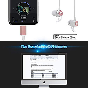 ADPROTECH Lightning Headphones Earphones Magnetic Earbuds in-Ear MFi Certified with Microphone Controller for Sports Workout Compatible with iPhone 14/13/12/11/Pro Max/Xr/Xs Max/X Rose Gold