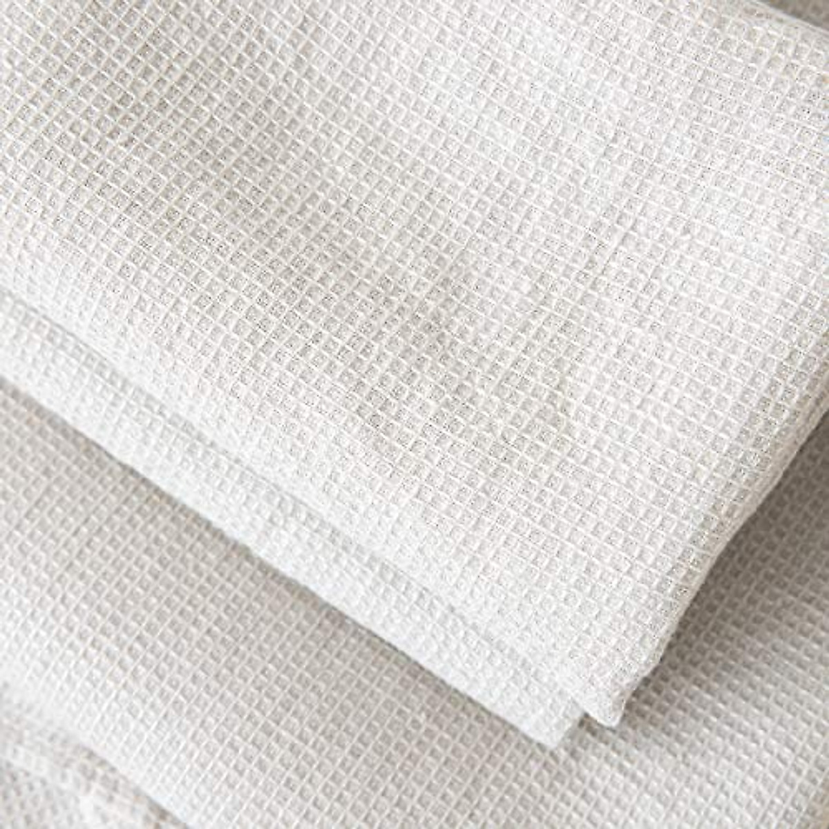 LinenMe Washed Waffle Linen Hand Towels, 20 in x 28 in, Silver