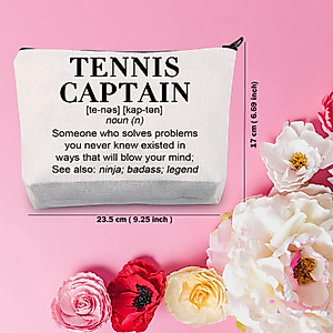 TSOTMO Tennis Captain Makeup Bag Gift Tennis Captain Definition Zipper Pouch Tennis Player Coach Gift Thank You Gift For Captain Tennis Lover Gift (TENNIS CAPTAIN)