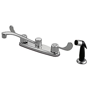 Kingston Brass KB292 Vista Kitchen Faucet ADA Blade Handles with Side Sprayer, 7-1/8-Inch, Polished Chrome