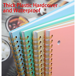 YIKANGHENG Tearable Loose-leaf Spiral Notebook, 2 Pcs 2 Color 3 Punch Design 10.5 Inch x 8.27 Inch Hard Plastic Cover 80 Sheets (160 Pages) 80 GSM for Study and Office Supplies (Blue and Pink)