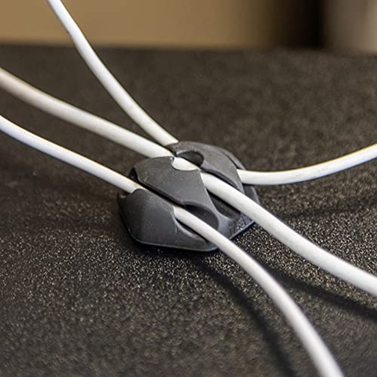 Klein Tools 450-410 Cable Clips, Self-Adhesive 3-Slot Cable, Cord Magement Mounting Clips, Optiol Screw for Permanent Mounting, 10-Pack