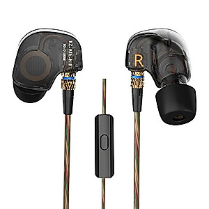 KZ ATE Hi-Fi IEM Sports Headphones with Copper Driver Ear Hook and Foam Eartips Specially for Music Fans, New Mic Edition