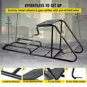 VEVOR Racing Wheel Stand, Pedal Adjustable Racing Simulator Cockpit, Carbon Steel Structure Gaming Wheel Stand, Game Chair Highly Compatible with Logitech Wheels, Thrustmaster Wheels, PS3/4, Xbox 360