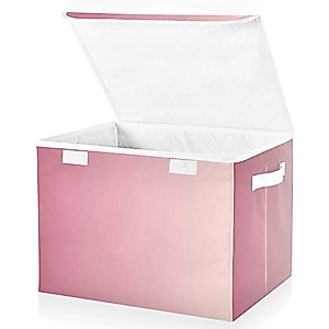 innewgogo Pink Gradient Storage Bins with Lids for Organizing Organizer Containers with Handles Oxford Cloth Storage Cube Box for Clothes