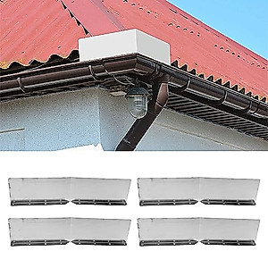 Rainwater Valley Splash Guard, Rain Drip Gutter Guard Professional Block Heavy Rain Prevent Spilling Easy Installation 4pcs for Shingle Roofs Corner