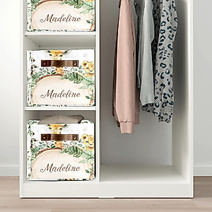 Wild Jungle Animals Personalized Storage Bins Basket Cubic Organizer with Durable Handle for Shelves Wardrobe Nursery Toy 1 Pack