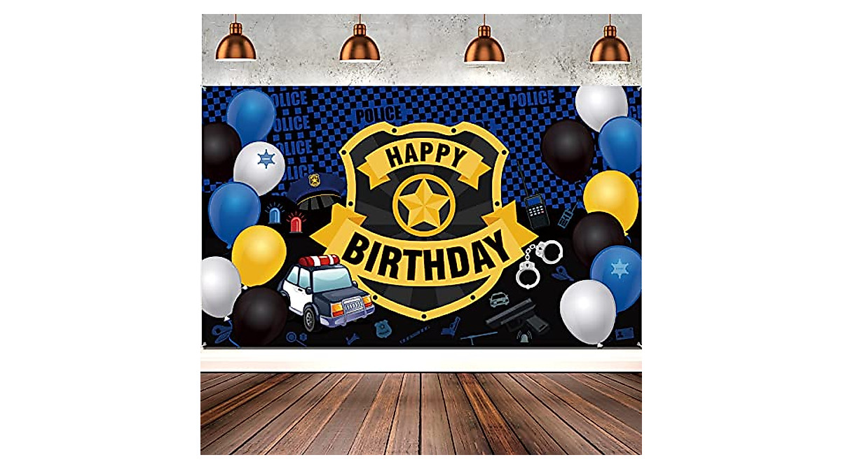 Police Birthday Banner - Large Police Badge Backdrop for Parties
