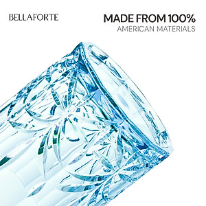 BELLAFORTE Shatterproof Tritan Plastic Short Tumbler, Set of 4, 13oz - Myrtle Beach Unbreakable Crystal Cut Old Fashioned Drinking Glasses for Whiskey - BPA Free - Dishwasher Safe - Blue