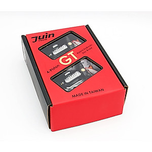 Juin Tech GT-F 4-Piston Cable Actuated Hydraulic Bicycle Bike Disc Brake Caliper Set Hybrid Brake Set for Flat-Mount Road/Cyclocross/Gravel/E-Bike/Folding Bike use (Silver Gray)