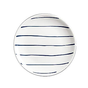 GRFIT Dishes Plates White Steak Plate with Blue Streak, 8 Inch Ceramic Plate Suitable for Pasta, Dessert, Salad, Microwave Safe Dinner Plate, 4 pcs Home dining plate (Color : A)