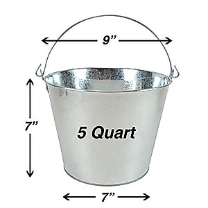 5-Quart Galvanized Pail Beer Bucket 9x9x7 inches (Pack of 3)