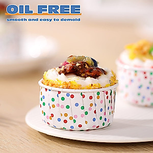 Cabilock 100Pcs Paper Ice Cream Cups Disposable Dessert Bowls with Dots Paper Cake Baking Cup Party Supplies