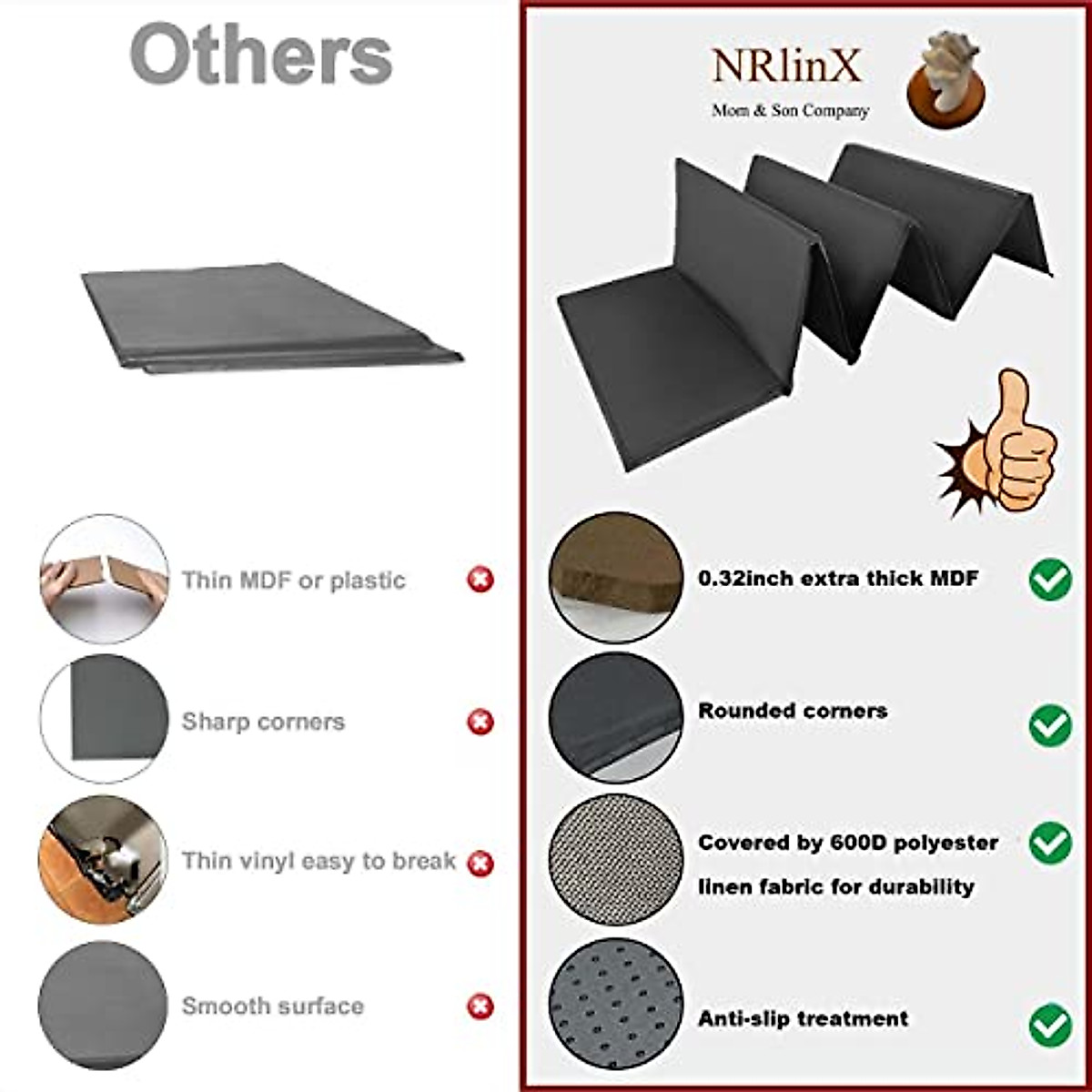 NRlinX™ Sofa Cushion Support Board Extra Long Dimension Prevent Sagging Sofa & Posture Support & Cushion Seat & Adjustable/Foldable Sofa Support Boards (67X20X0.3 in) Approved for Long Sofa