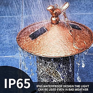 Ottsuls Solar Bird Feeder for Outside - Mosaic Copper Outdoor Hanging Lantern, Solar Powered Hanging Birdfeeder with Hook for Wild Birds, Unique Bird-Gift