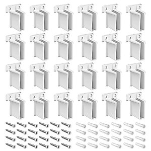 Dreyoo 12 Pack Wire Shelf End Bracket, White Plastic Closet Shelves Brackets, Wall Mount Brackets for Shelves Closet, Screws Included