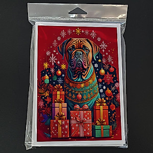 Caroline's Treasures DAC3078GCA7P Dogue de Bordeaux Holiday Christmas Greeting Cards Pack of 8 Blank Cards with Envelopes Whimsical A7 Size 5x7 Blank Note Cards