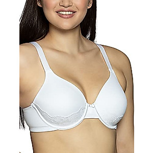 Vanity Fair Womens Full Figure Beauty Back Smoothing With Lace, 4-way Stretch Fabric, Lightly Lined Cups Up To Dd Bra, White, 40C US