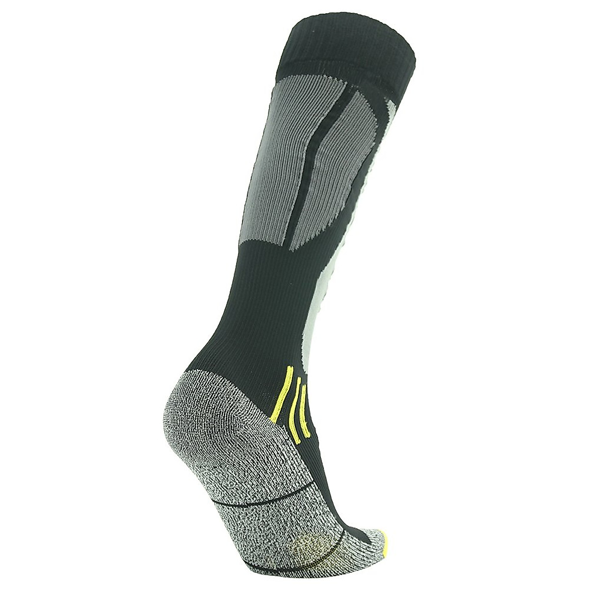 RANDY SUN Waterproof Hiking Socks, [SGS Certified] Cold Weather Fashion Climbing Windproof Socks Cushioned Footed Long-lasting Comfort on the Trail Limit Foot Fatigue Mens Gifts,Grey&Black L