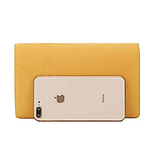 CHARMING TAILOR Faux Suede Clutch Bag Elegant Metal Binding Evening Purse for Wedding/Prom/Black-Tie Events (Mustard)