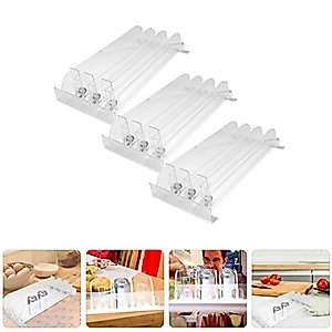 Alipis 1 set shelf pusher beverage pusher glide spring loaded can organizer plastic storage bins for shelves self-pushing drink holder pusher machine soda rack handle 35c drinks white