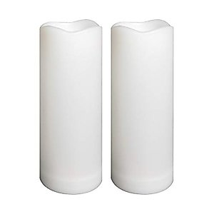 Waterproof Outdoor Flameless Pillar Candles with Timer Battery Operated Electric LED Candle Set for Gift Home Décor Party Wedding Supplies Garden Halloween Christmas Decoration, 2 Pack, 3” x 8”