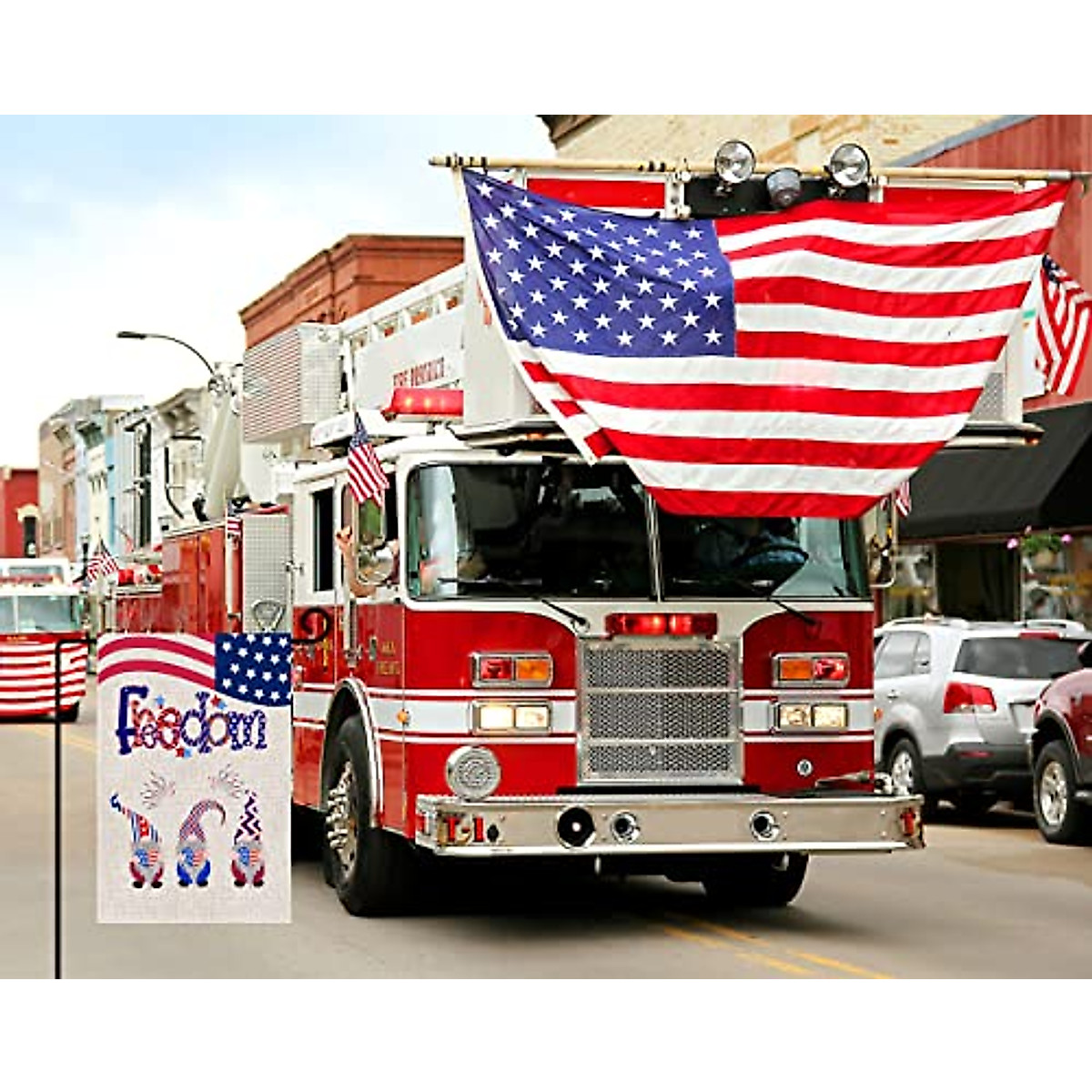 ITNOTC Garden Flags Patriotic, American flag American Gnome God Bless Freedom Independence Day Memorial Day Yard Decor Welcome House Flag Vertical Burlap Yard Flags for Outdoor Decorations 12 x 18 Inch