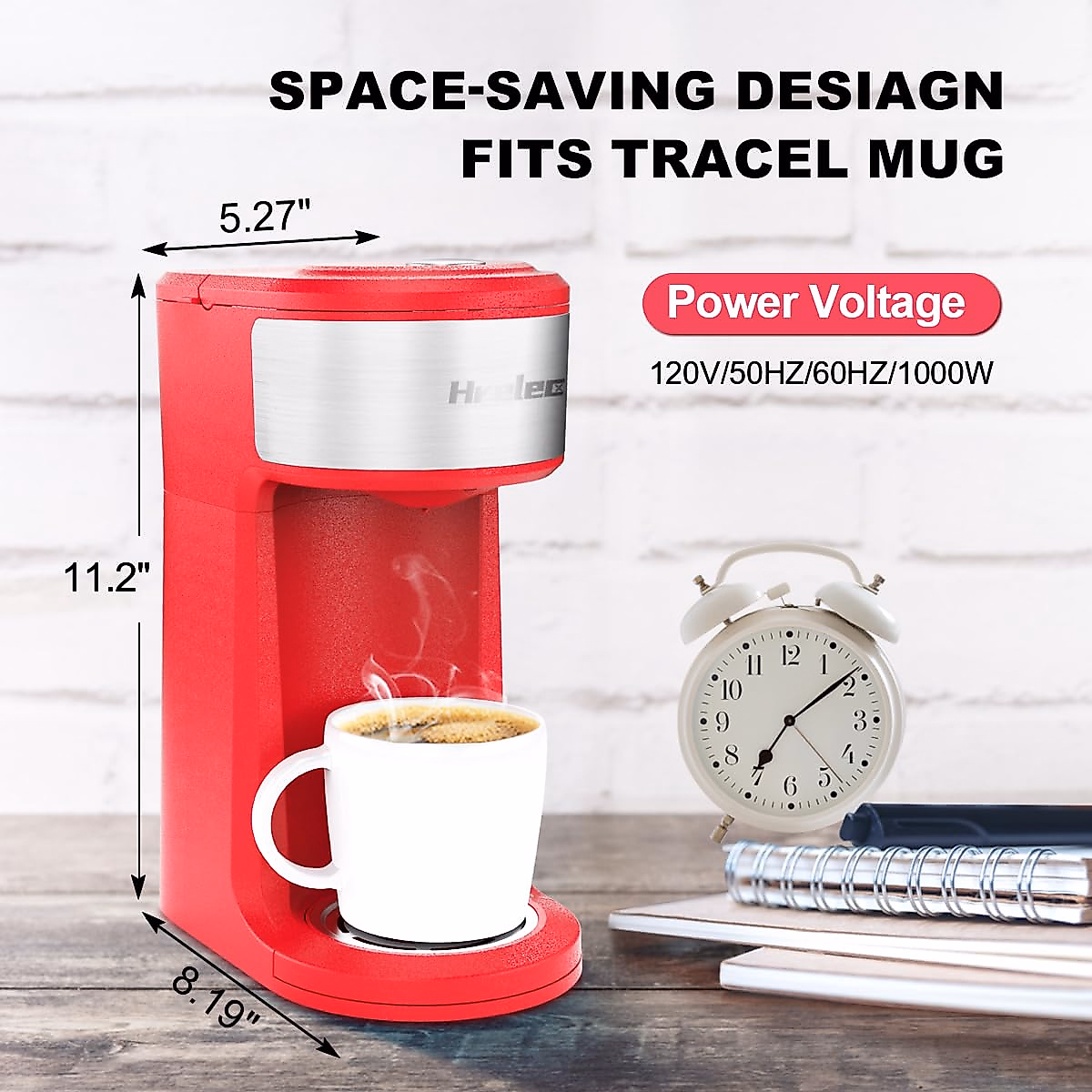 Hrelec Single Serve Coffee Maker, 2 in 1 K Cup Coffee Maker for Capsule and Ground Coffee, One Cup Small Coffee Machine with Self-Cleaning Function, 8-14 oz Brew Size