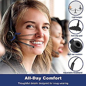 Trucker Bluetooth Headset with Microphone Noise Cancelling, V5.0 Wireless Headset with Charging Base 17 Hrs Talk Time Trucker Headset for Home Office Call Center Skype Truck Drive