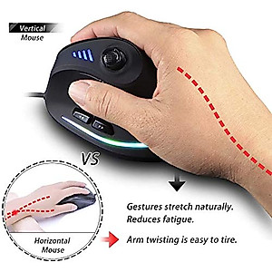 Vertical Gaming Mouse Vertical Ergonomic Mouse with Adjustable DPI for Gamer/PC/Laptop/Desktop (Wired)