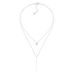 Silpada 'London Decker' Cubic Zirconia Layered Pendant Necklace in Sterling Silver, 17" + 2"