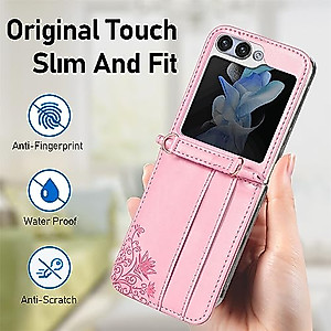 protective filp case Galaxy Z Flip 5 Wallet Case with Card Holder, Compatible Samsung Galaxy Z Flip 5 Case, Galaxy Z Flip 5 Case with Detachable Strap Crossbody Pocket Kickstand for Women nonmetallic