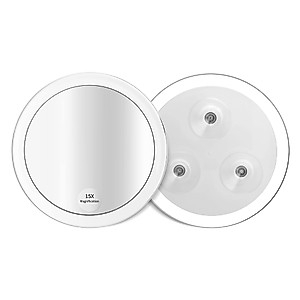 15X Magnifying Mirror -Snowflakes 6-Inch Round Makeup Mirror with Suction Cups for Easy Mounting - Ideal for Makeup, Eyeliner Application, Tweezing, Blackhead & Blemish Removal -Travel-Friendly