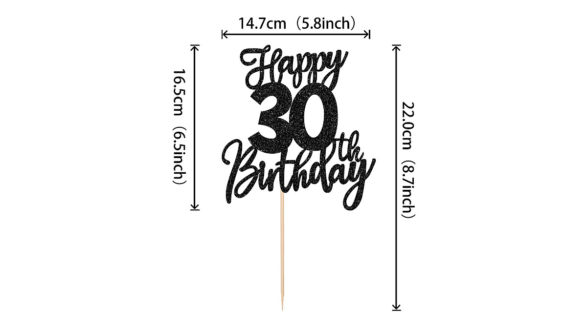 30th Birthday Cake Topper - Cheers to 30 Years!