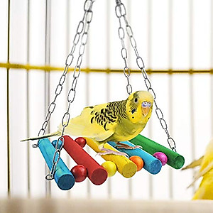 WBYJ 17 Pack Birds Parrot Toys, Parrots Swing Hanging Chewing with Bells Toys Hand Made Bird Cage Toys for Love Birds Finches Small Parrots Parakeets Cockatiels Conures Small Macaws (A)